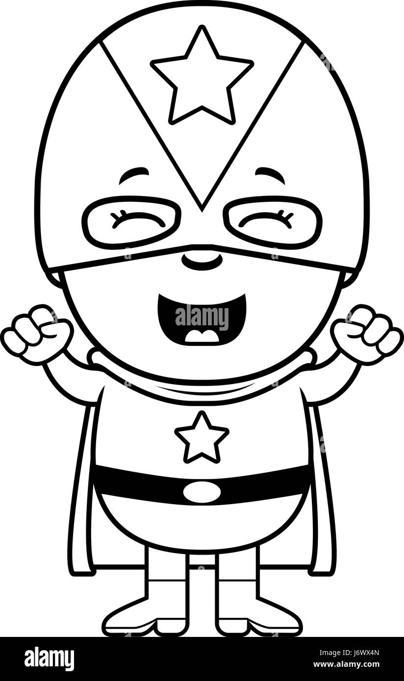 A cartoon illustration of a boy superhero looking excited Stock Vector ...