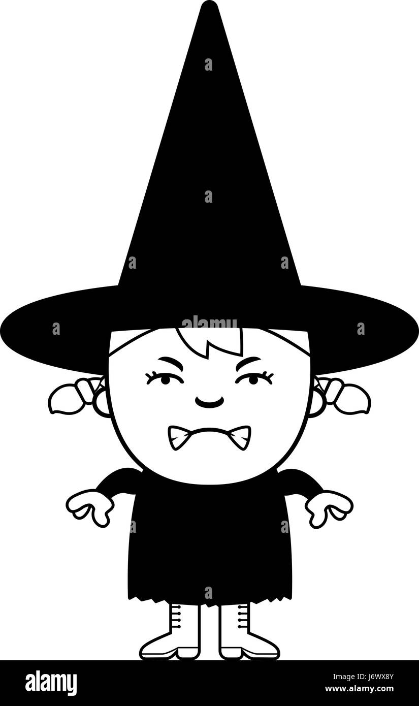 A cartoon illustration of a girl witch looking angry Stock Vector Image ...