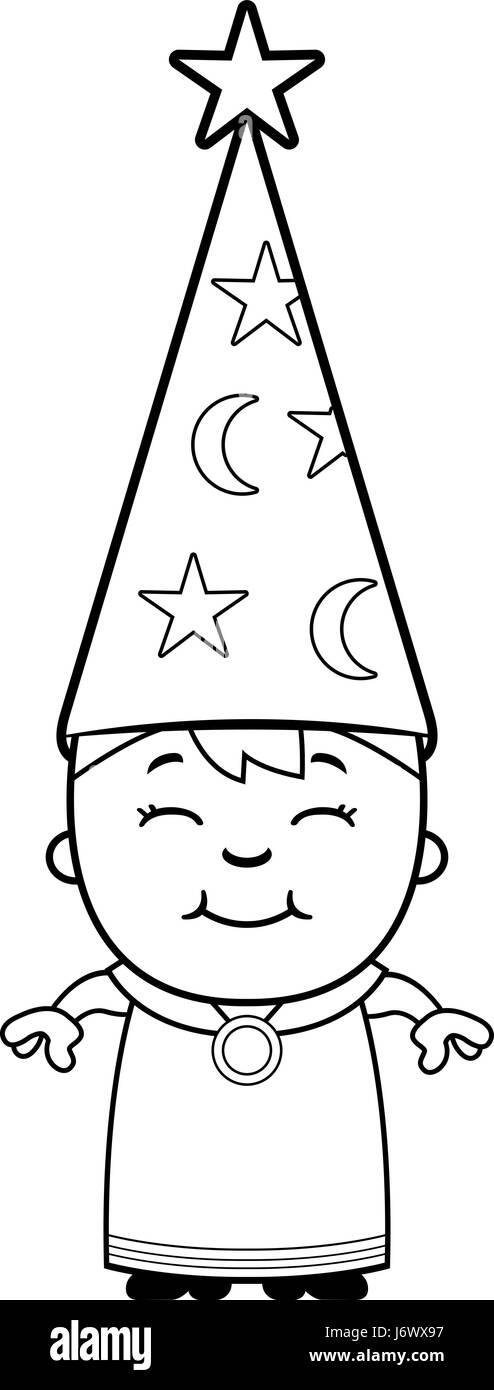 A happy cartoon kid wizard standing and smiling Stock Vector Image ...