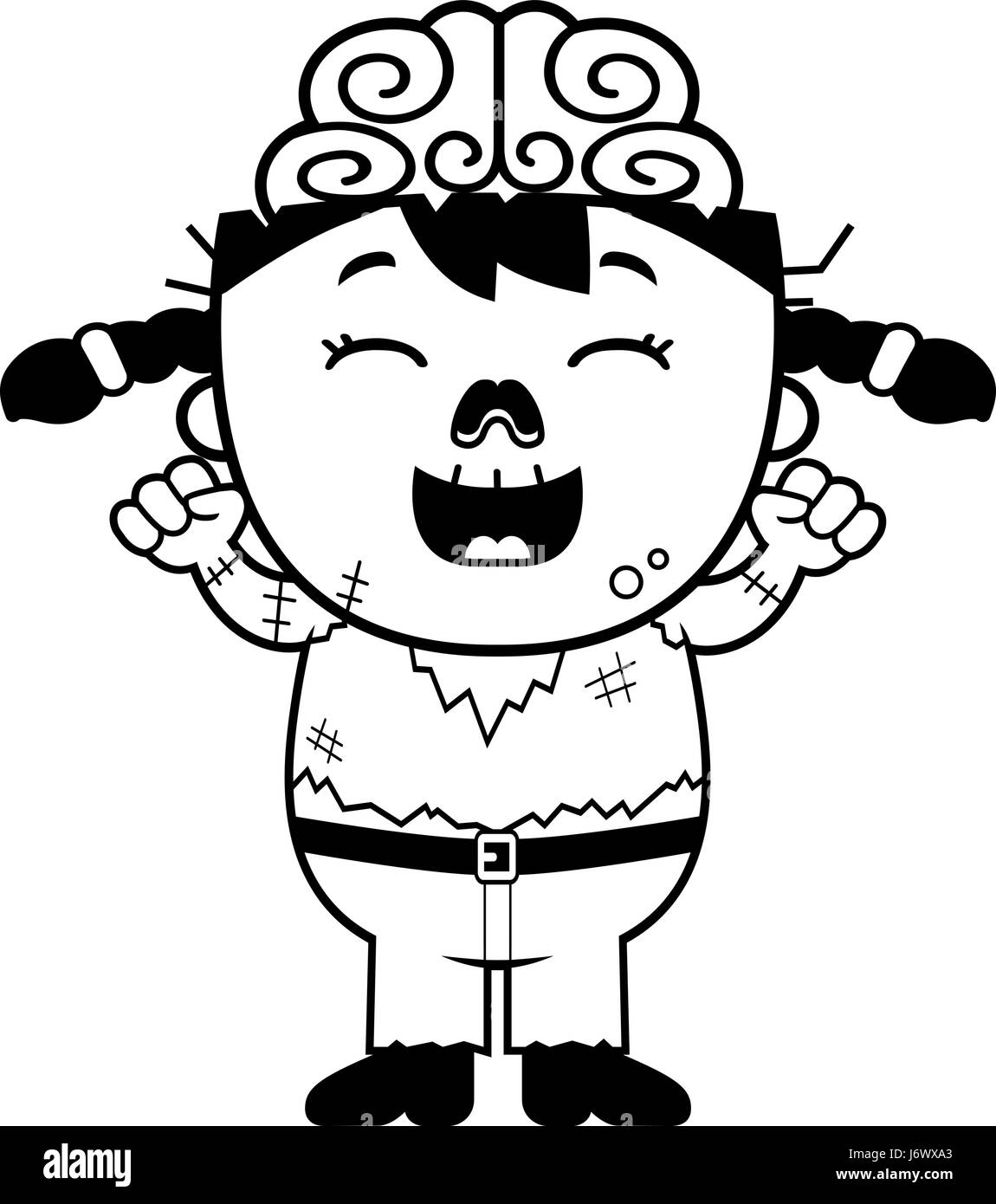 A cartoon illustration of a little zombie celebrating Stock Vector ...