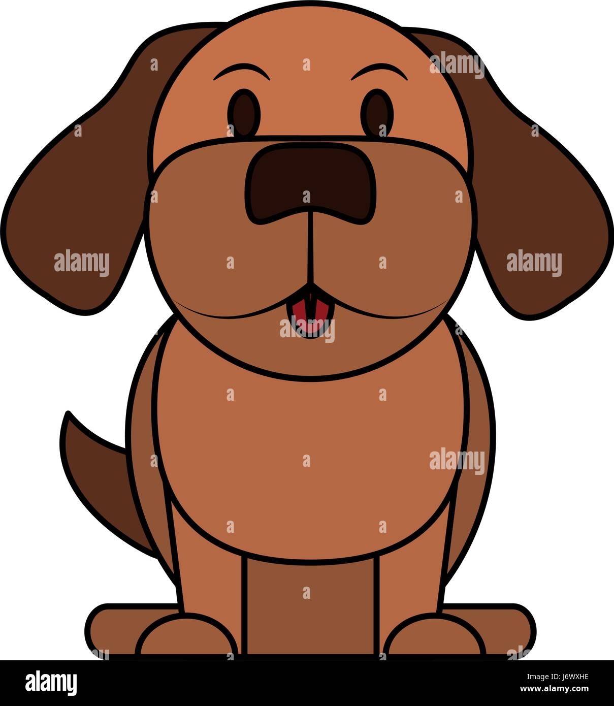 color image cartoon front view dog animal sitting Stock Vector Image ...