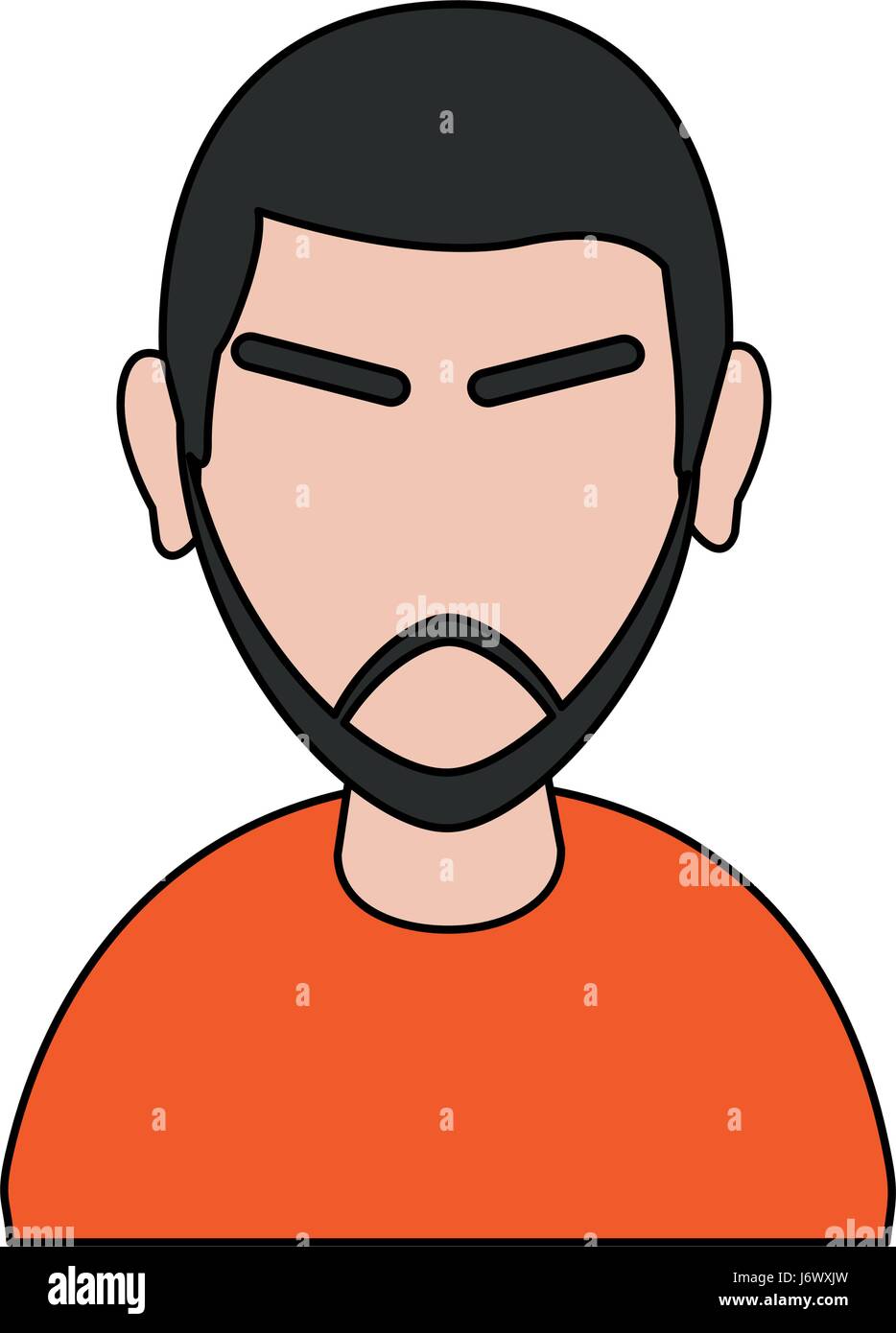color image cartoon half body faceless man with moustache and eyebrows ...