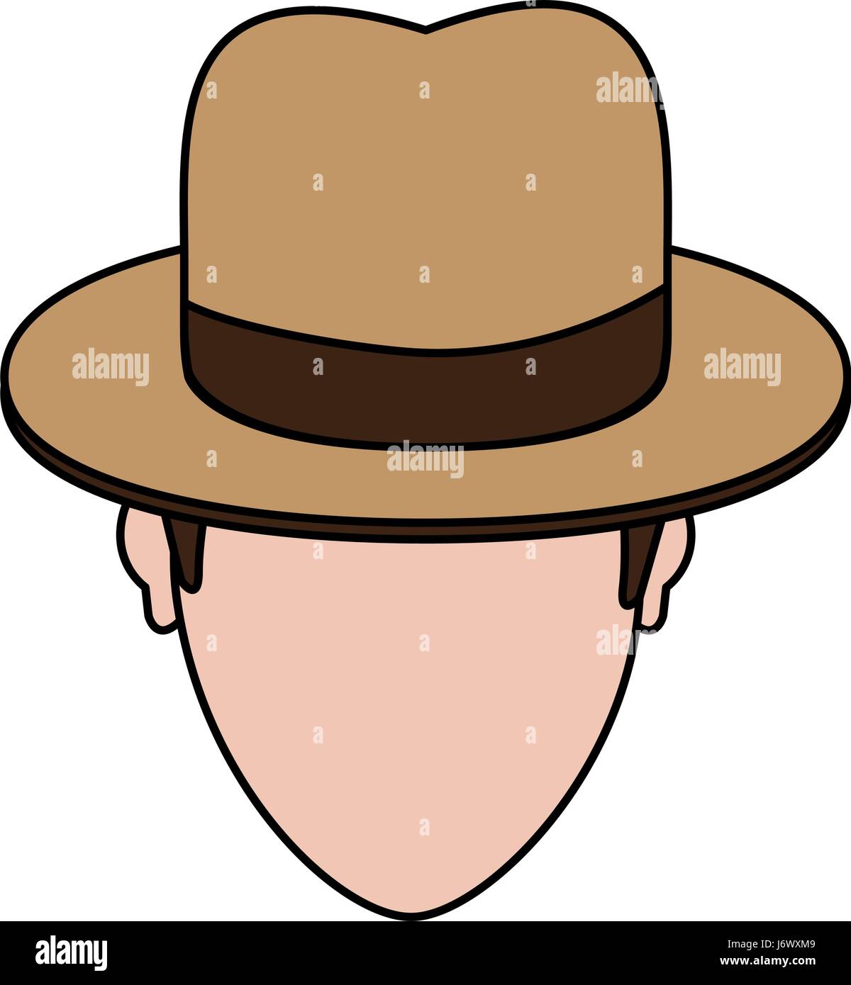 color image cartoon faceless man with hat and bow lace Stock Vector ...