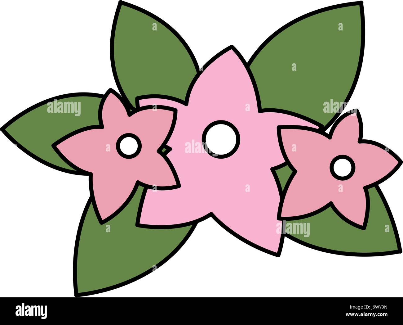 color image cartoon bunch flower with leaves Stock Vector Image & Art ...