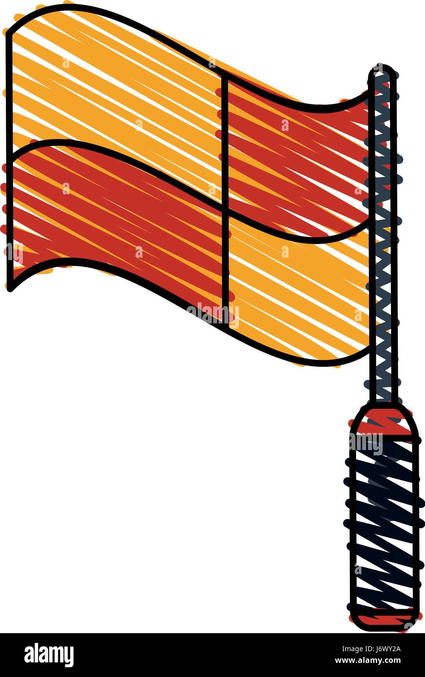 color crayon stripe cartoon red and yellow checkered flag Stock Vector ...