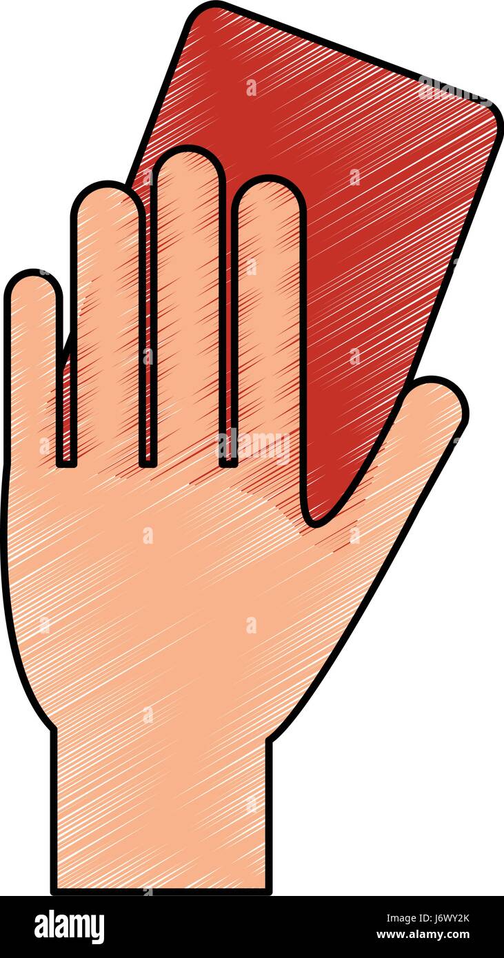 color pencil cartoon hand with red card Stock Vector Image & Art - Alamy