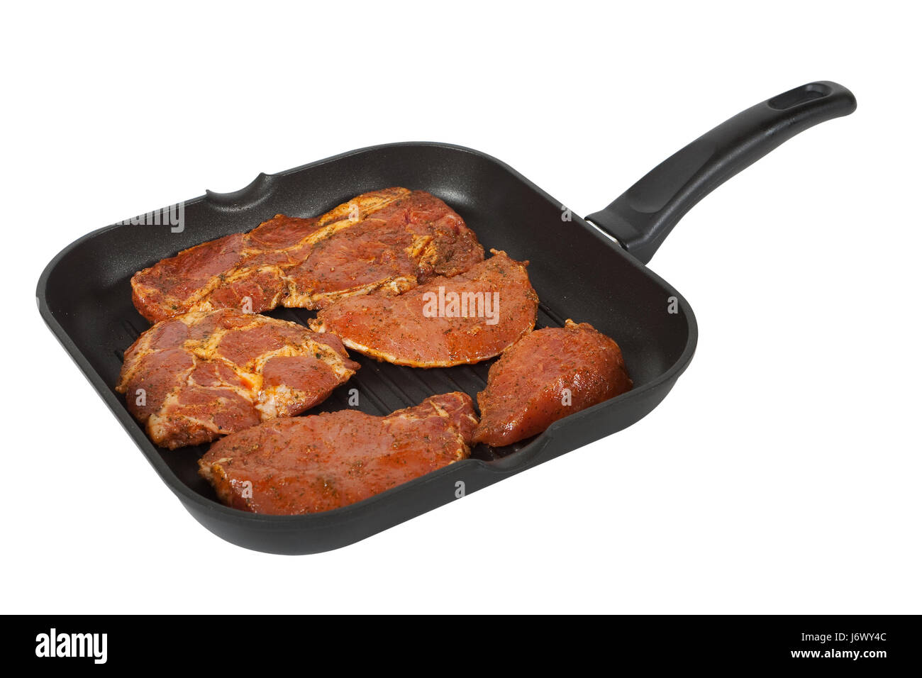 pan with meat for grilling Stock Photo - Alamy