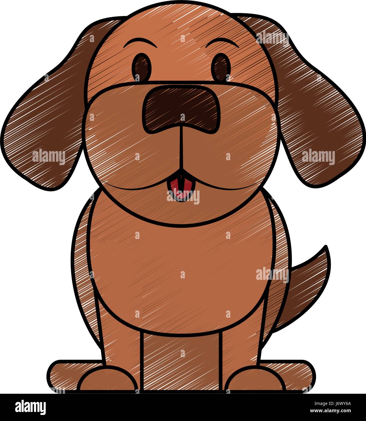 color pencil cartoon front view dog animal sitting Stock Vector Image ...