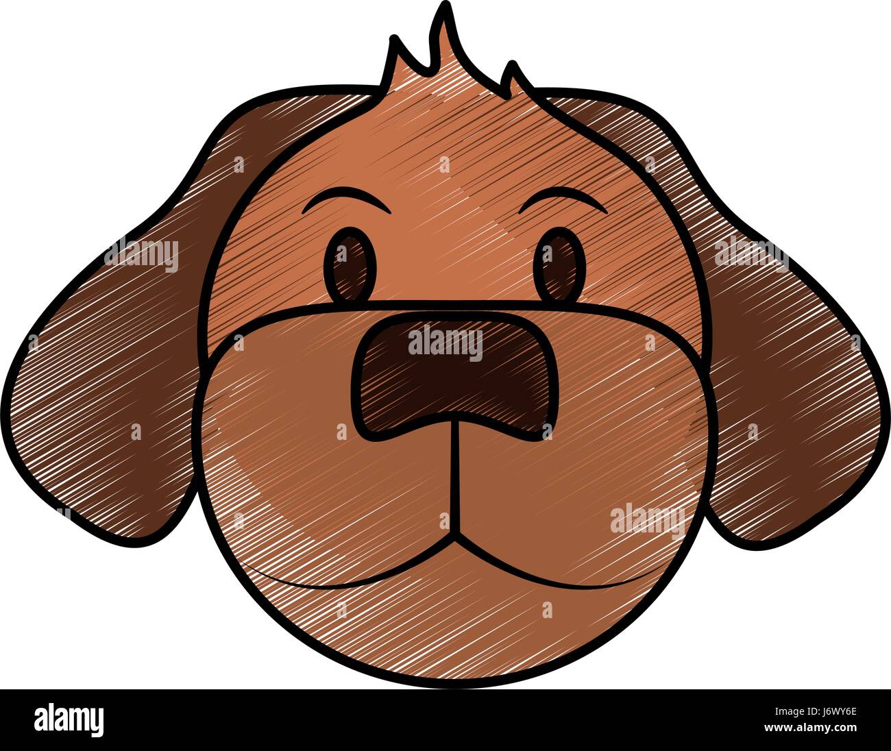 color pencil cartoon front view face dog animal Stock Vector Image ...
