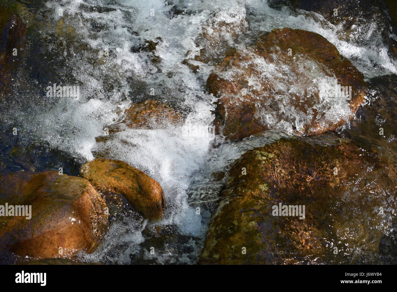Water rushing through rocks in a river in the Smokey Moutnains Stock ...