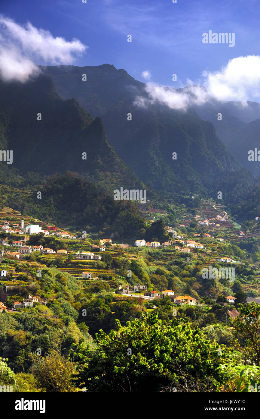 houses mountains madeira landscape scenery countryside nature firmament ...