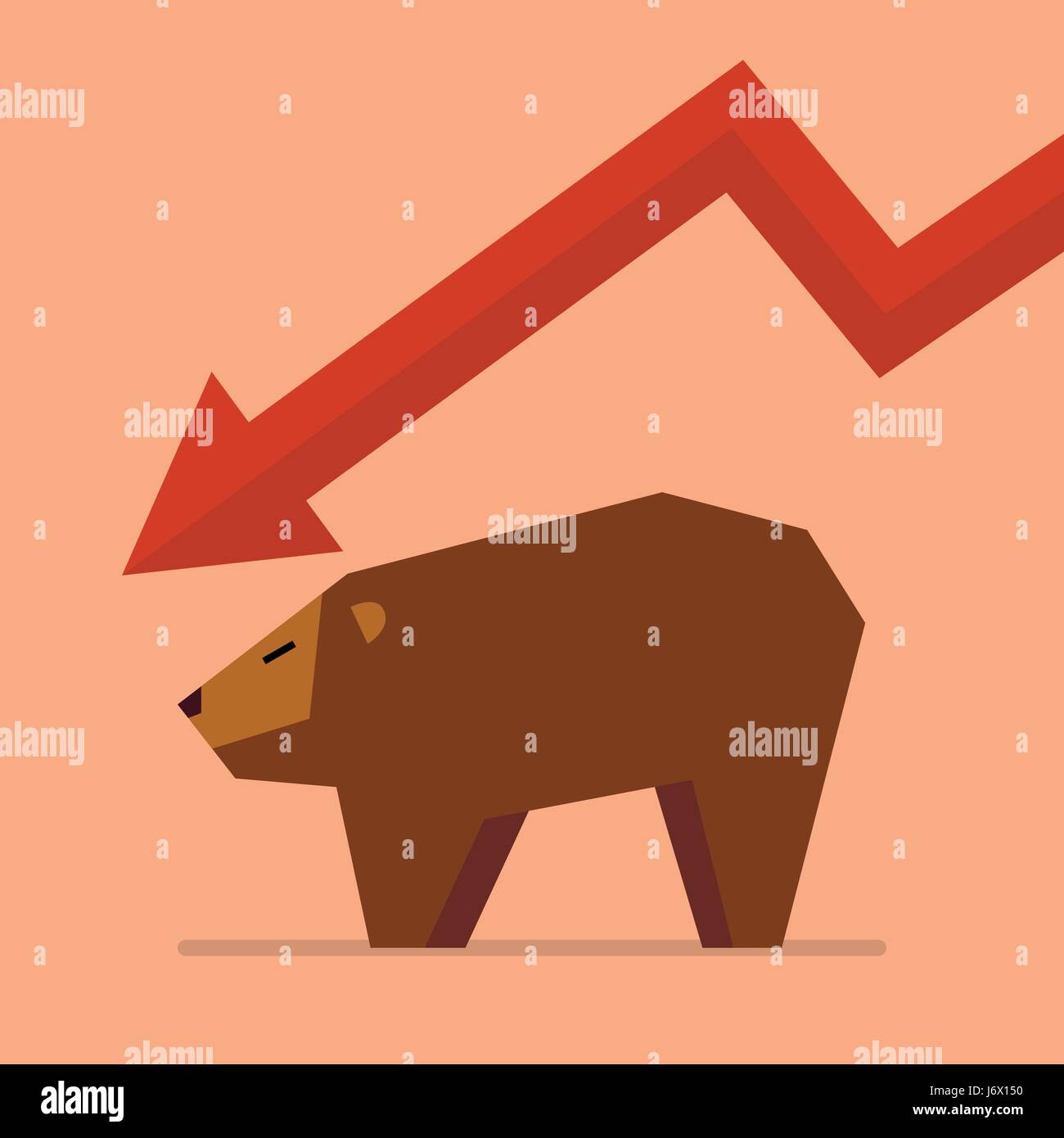 Bear with graph down trend. vector illustration Stock Vector Image ...