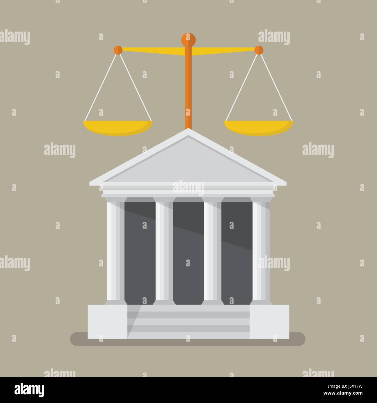 Court building with scales of justice. Flat style vector illustration ...