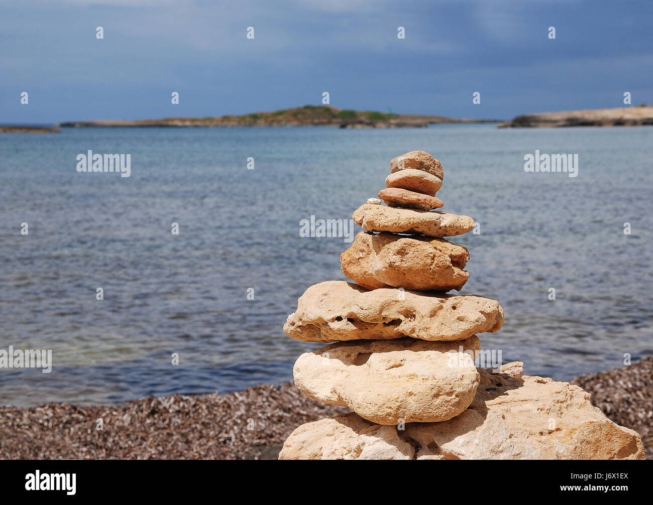 stone pile by the sea Stock Photo - Alamy