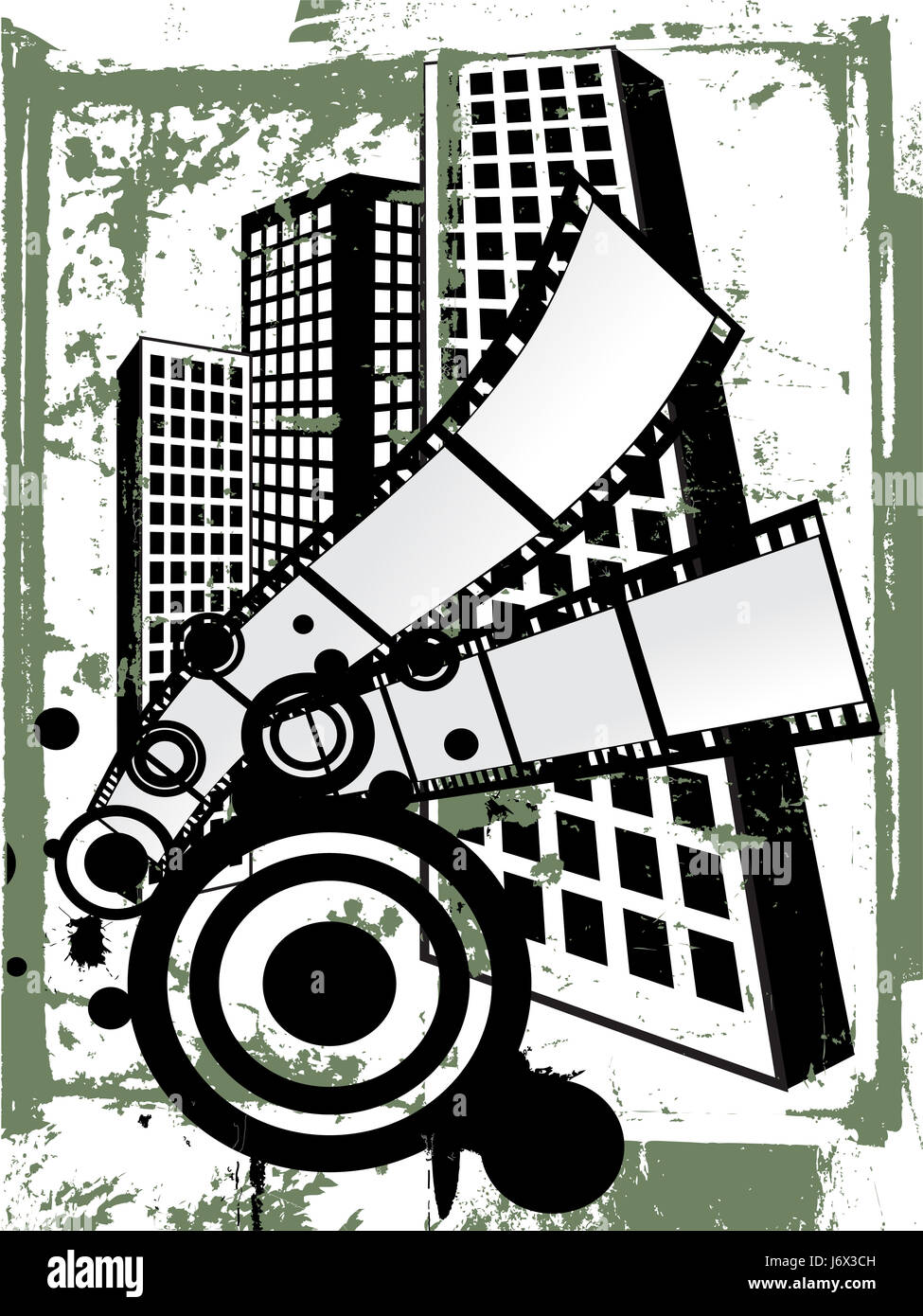 house building entertainment vintage towers abstract filmstrip film ...