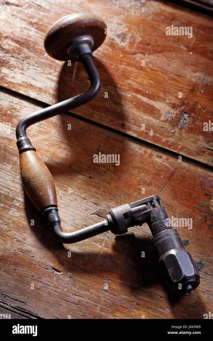 tool wood drill carpenter hand tool wood vintage drill retro wooden ...