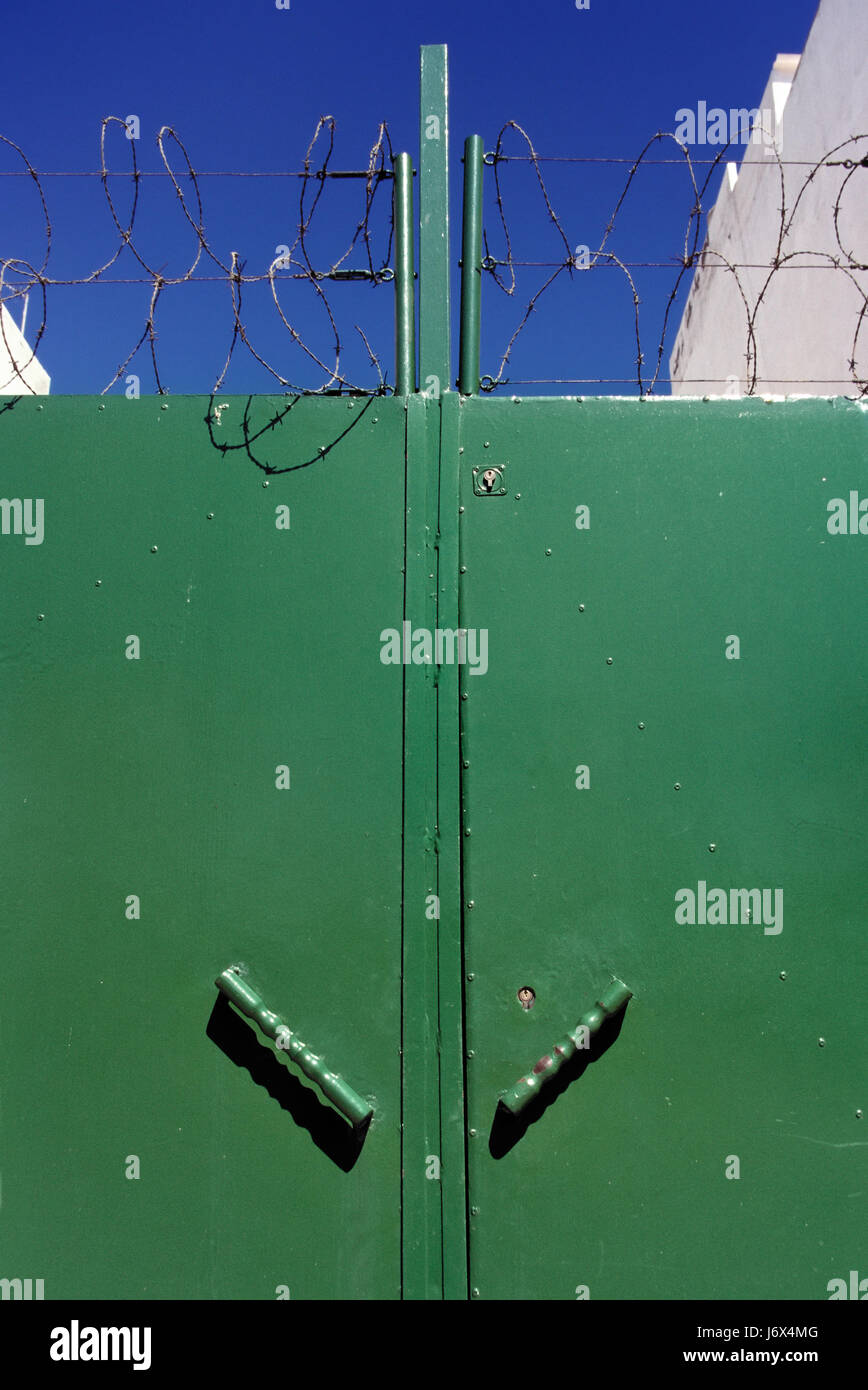 gate with barbed wire Stock Photo - Alamy