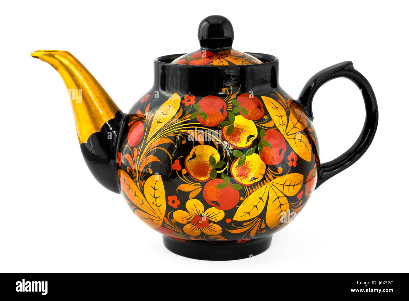 isolated teapot russian cup tea macro close-up macro admission close up ...