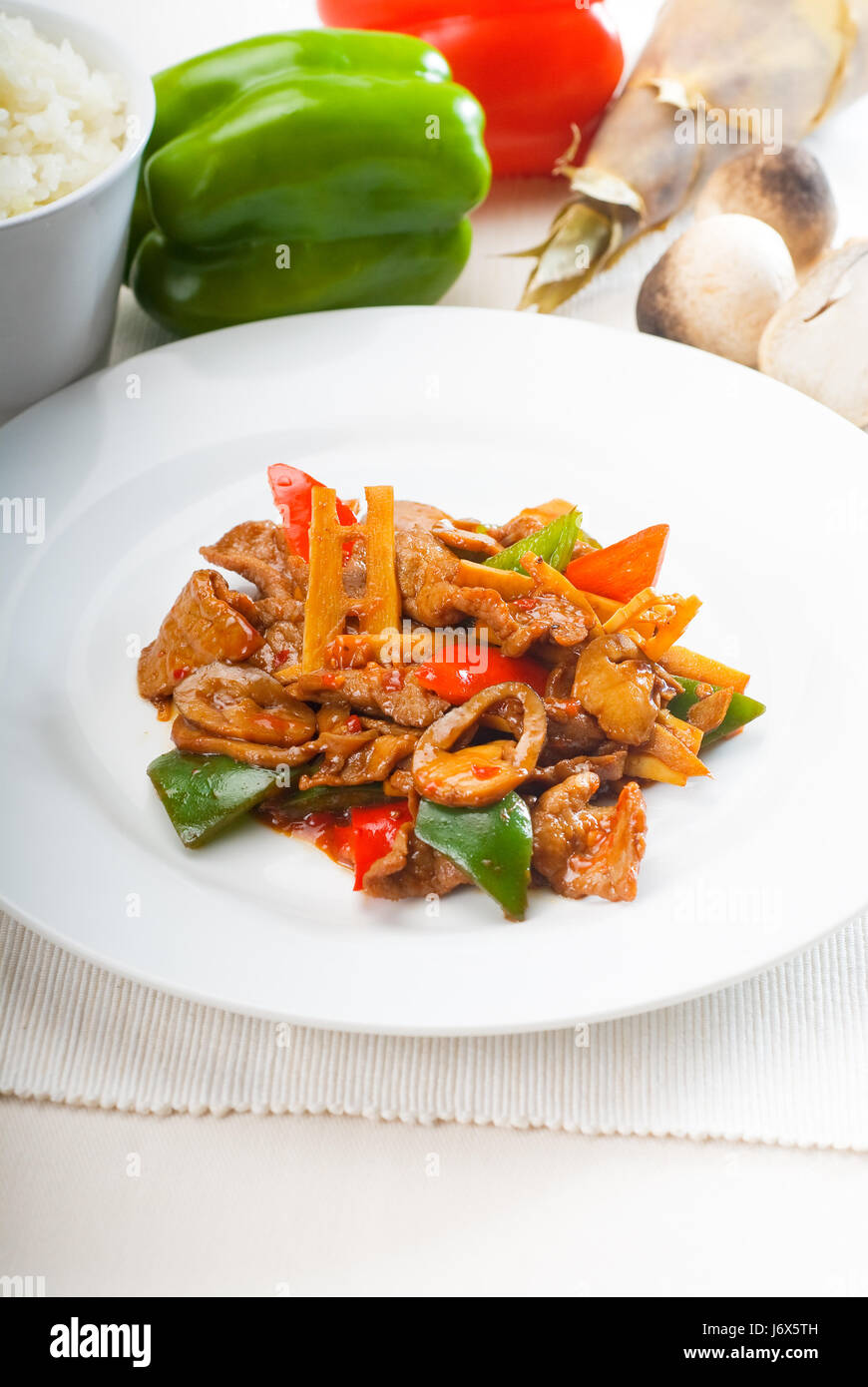 bamboo vegetable chinese paprika peppers sprout fresh rice beef food ...