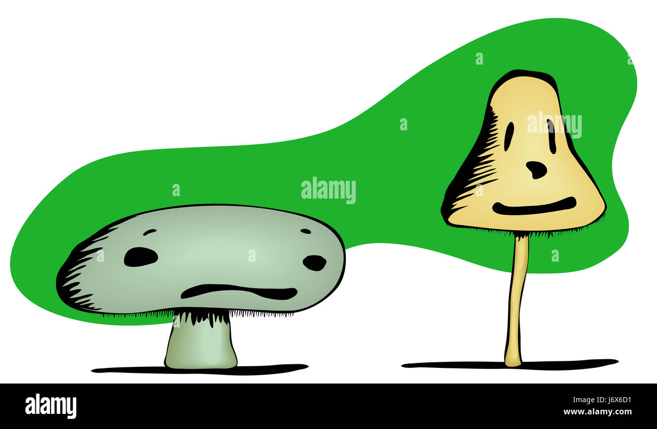 sad illustration silly mushroom fungus funny danger green face ...