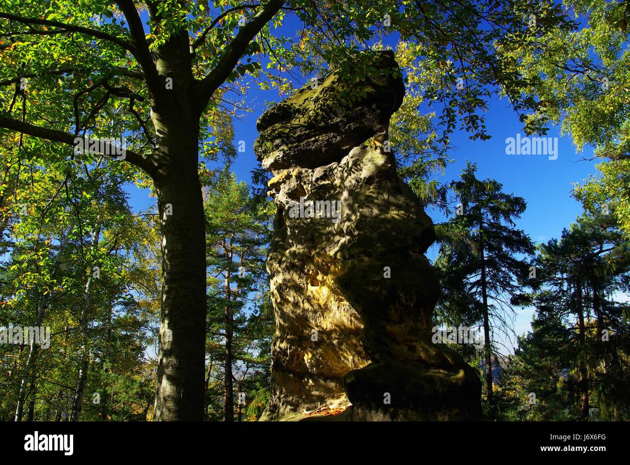 switzerland autumnal rock saxony germany german federal republic blue ...