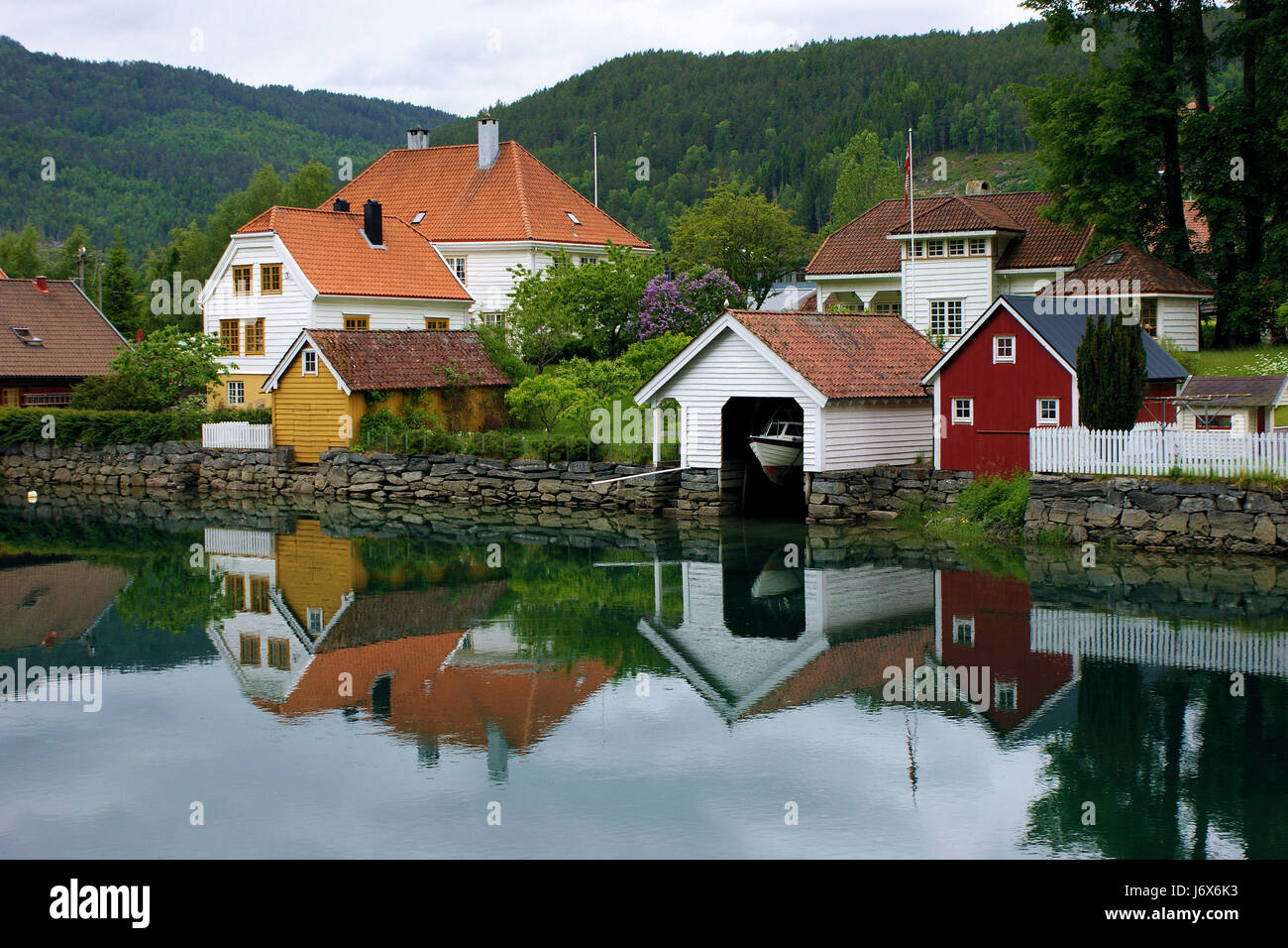 houses norway fjord water rowing boat sailing boat sailboat boat ...
