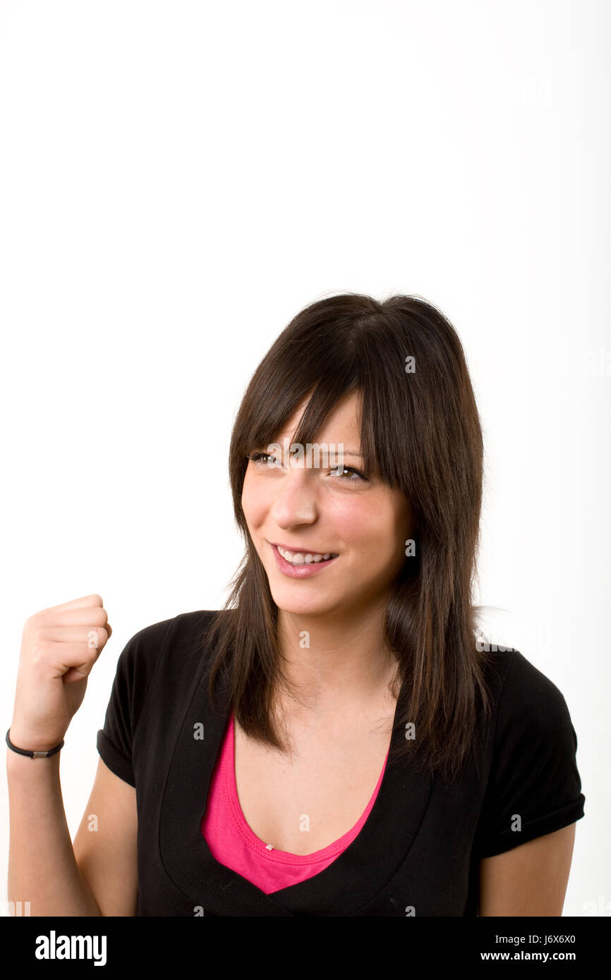 pretty woman has an idea Stock Photo - Alamy