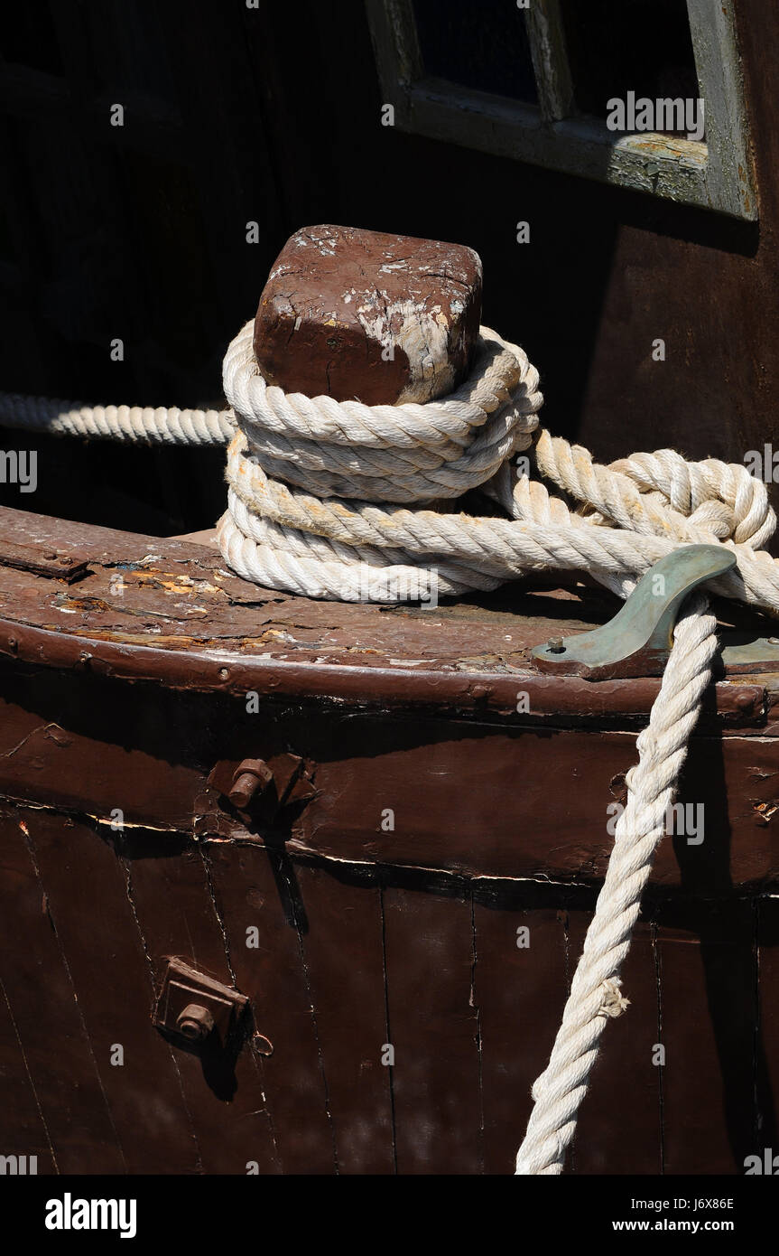 detail harbor dew harbours salt water sea ocean water rope rowing boat ...