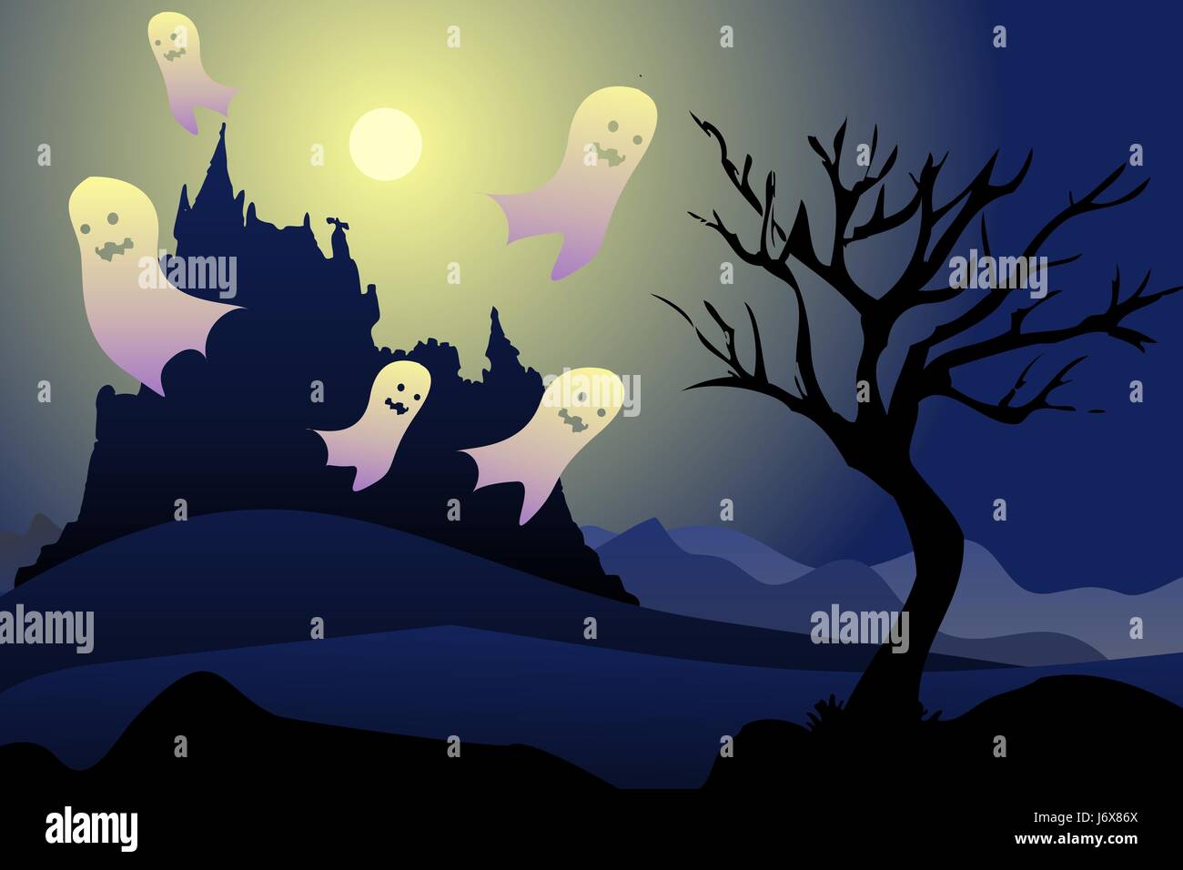 holiday ghost creepy halloween spirits witching hour fall autumn tree ...