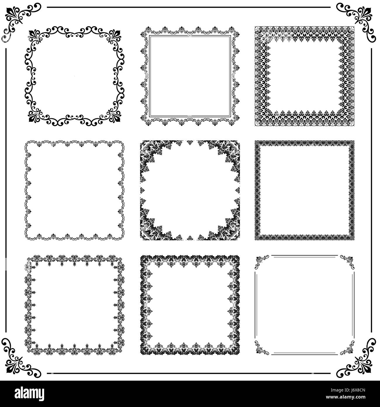 Vintage Set of Vector Horizontal, Square and Round Elements Stock ...