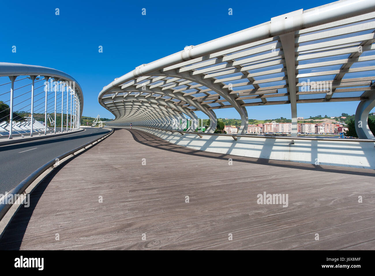 bridge spain country basque city town modern modernity night nighttime ...