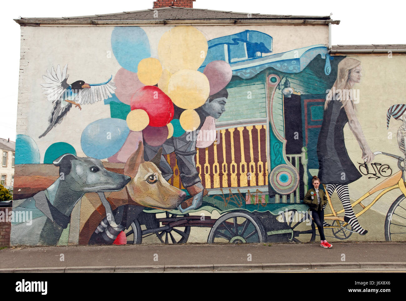 Fantastic house wall mural in Cardiff, Wales. Shepherds hut or caravan ...