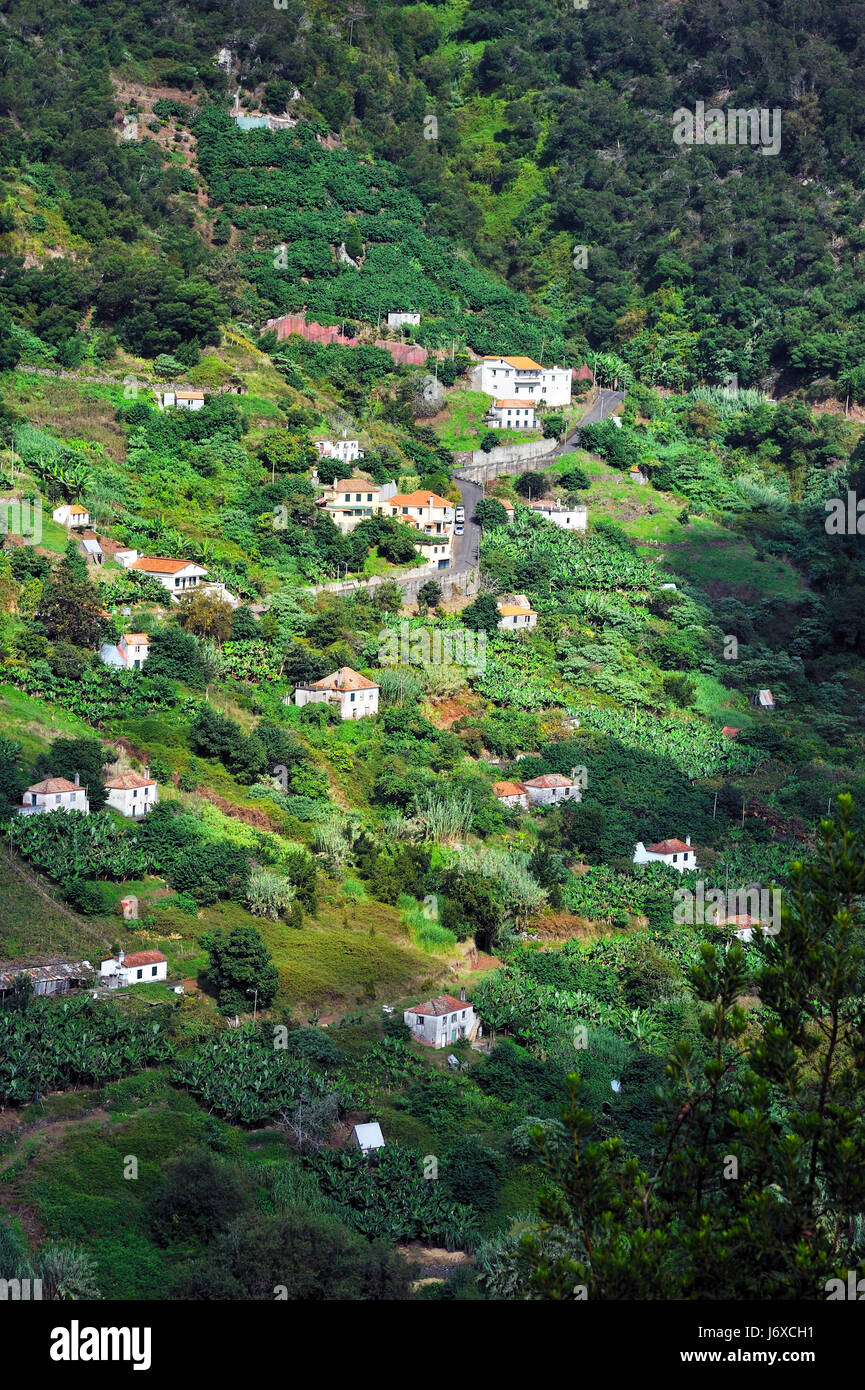 house building houses mountains madeira landscape scenery countryside ...