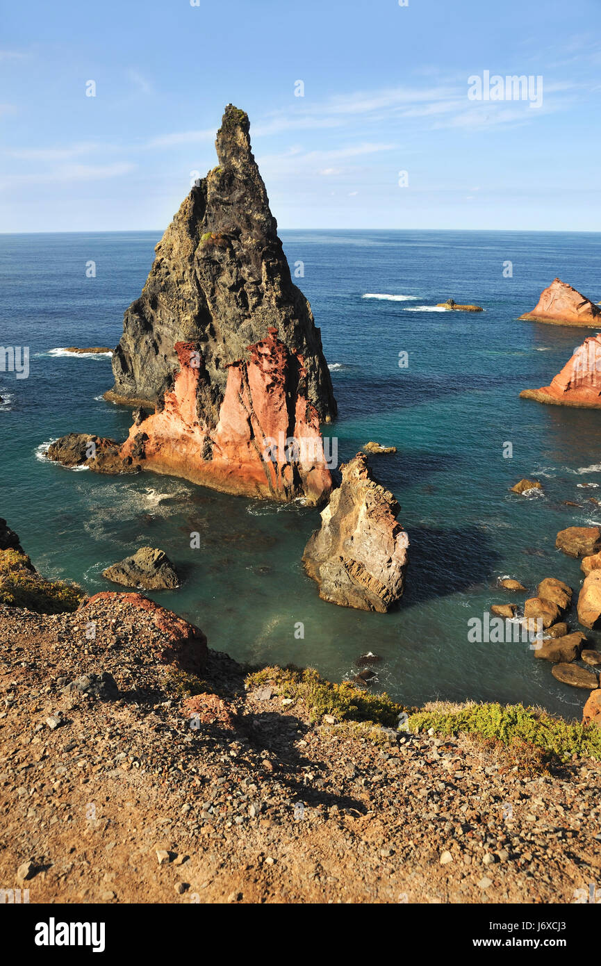 rock madeira landscape scenery countryside nature clouds scenic ...