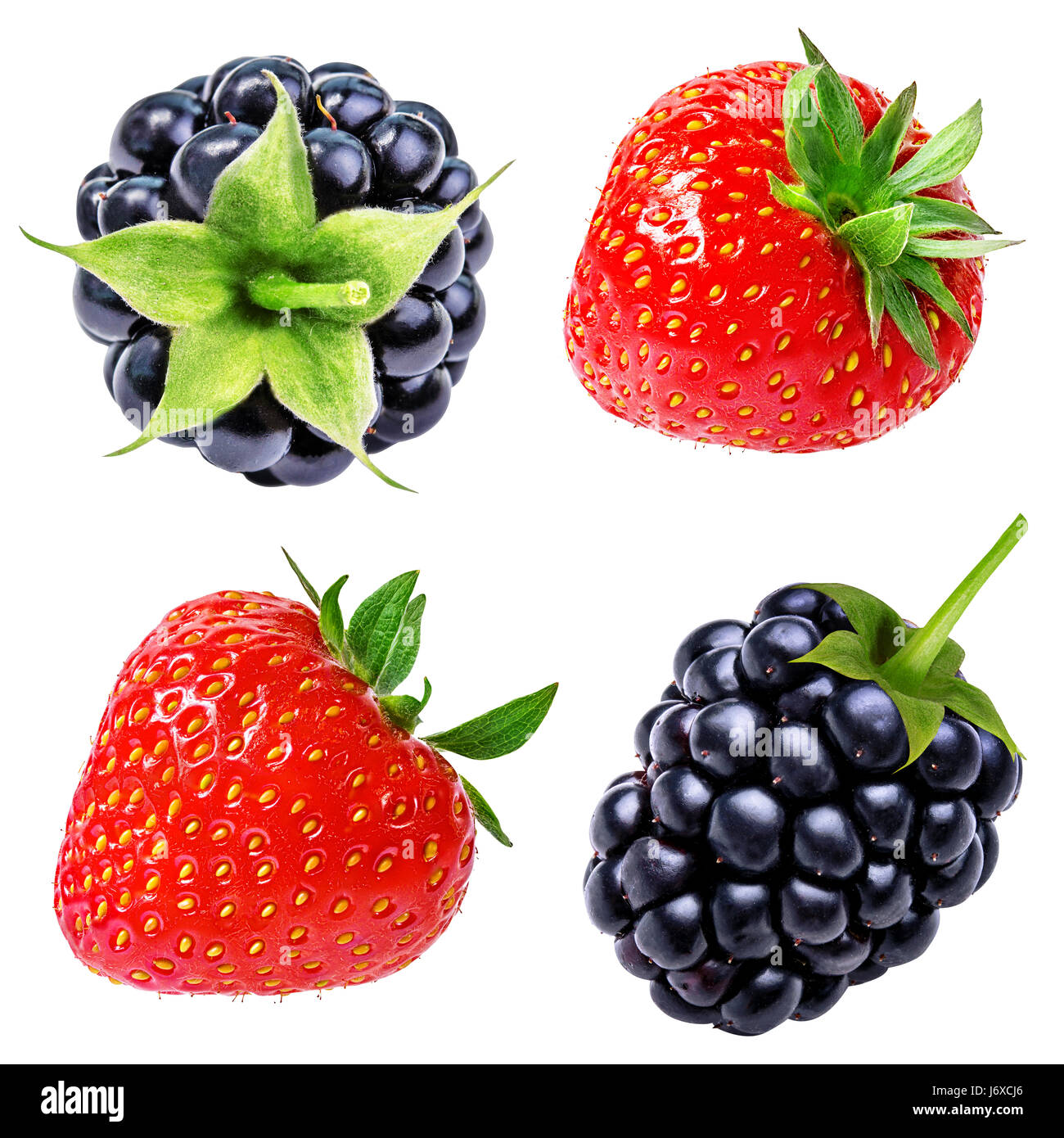 strawberry and blackberry isolated on white background Stock Photo - Alamy