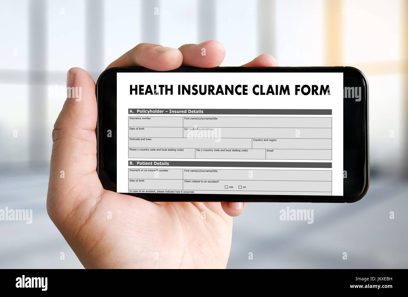 HEALTH INSURANCE CLAIM FORM , Application Concept health care Stock ...