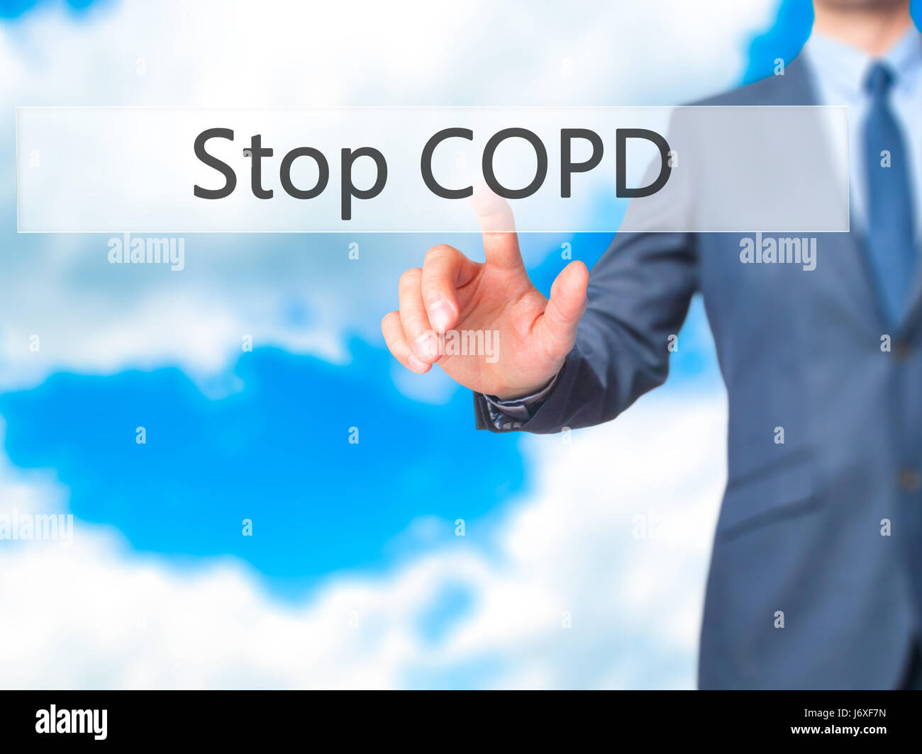 Stop COPD - Businessman hand pressing button on touch screen interface ...