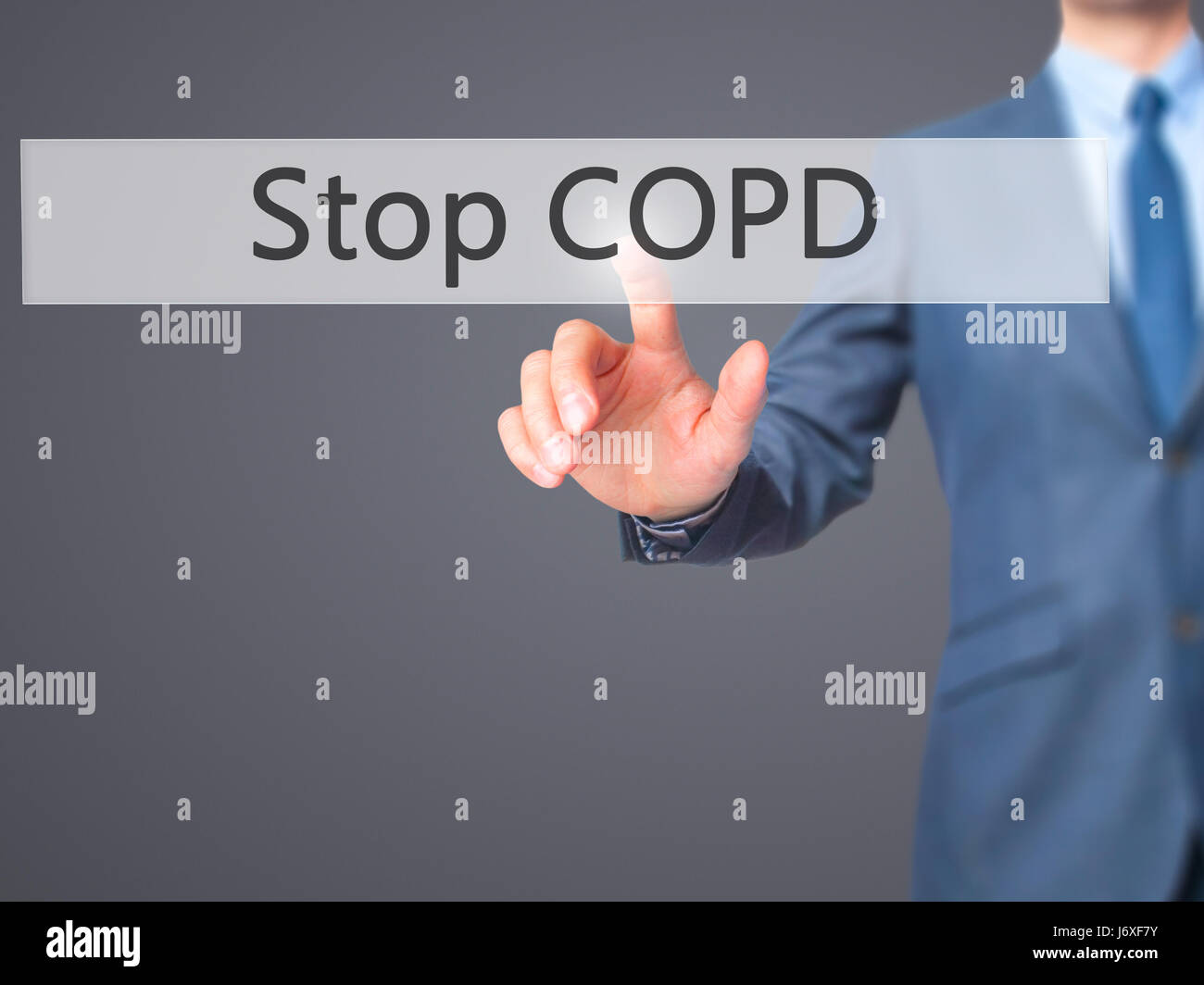 Stop COPD - Businessman hand pressing button on touch screen interface ...