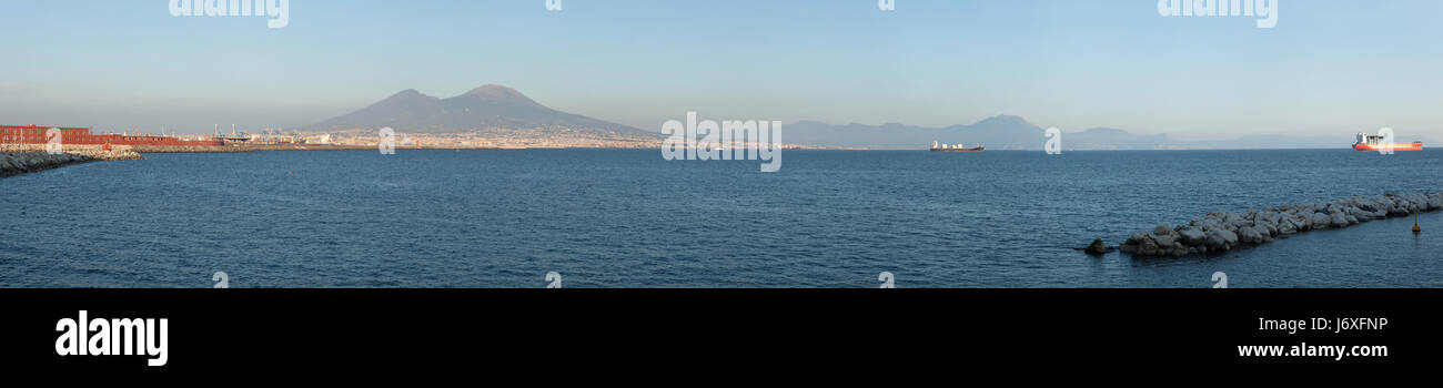 Panoramic view of the Gulf of Naples and Mount Vesuvius pictured from ...