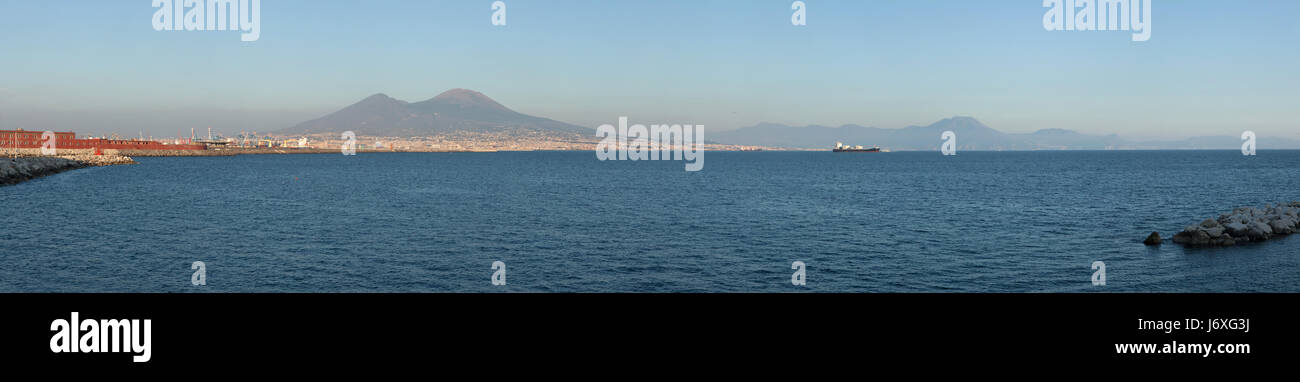 Panoramic view of the Gulf of Naples and Mount Vesuvius pictured from ...