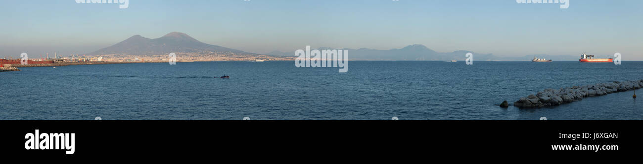 Panoramic view of the Gulf of Naples and Mount Vesuvius pictured from ...