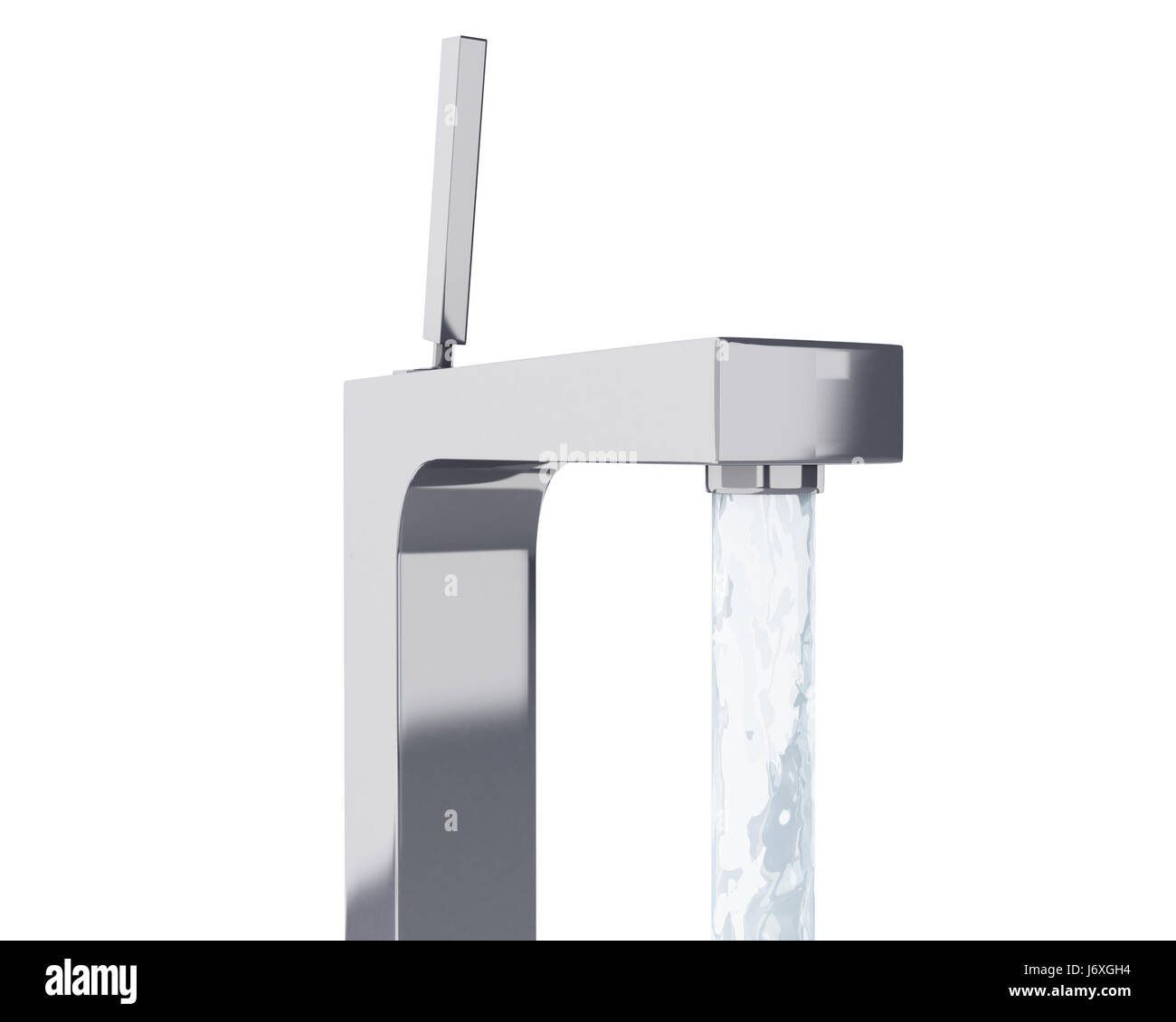 3d illustration. Close up view of dripping tap. Isolated white ...