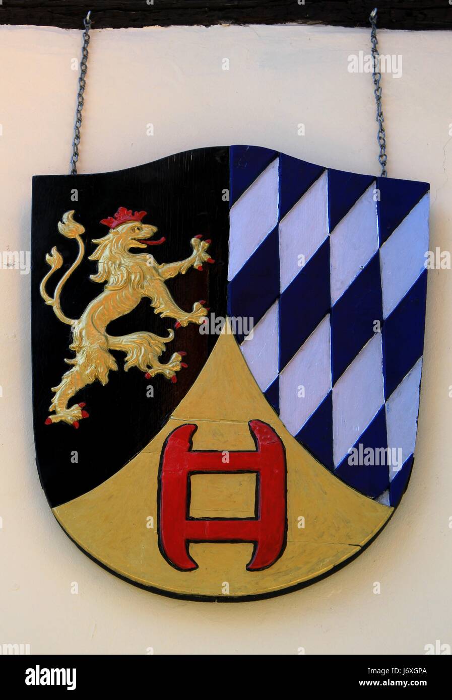 weinheim two castles stadtwappen Stock Photo - Alamy
