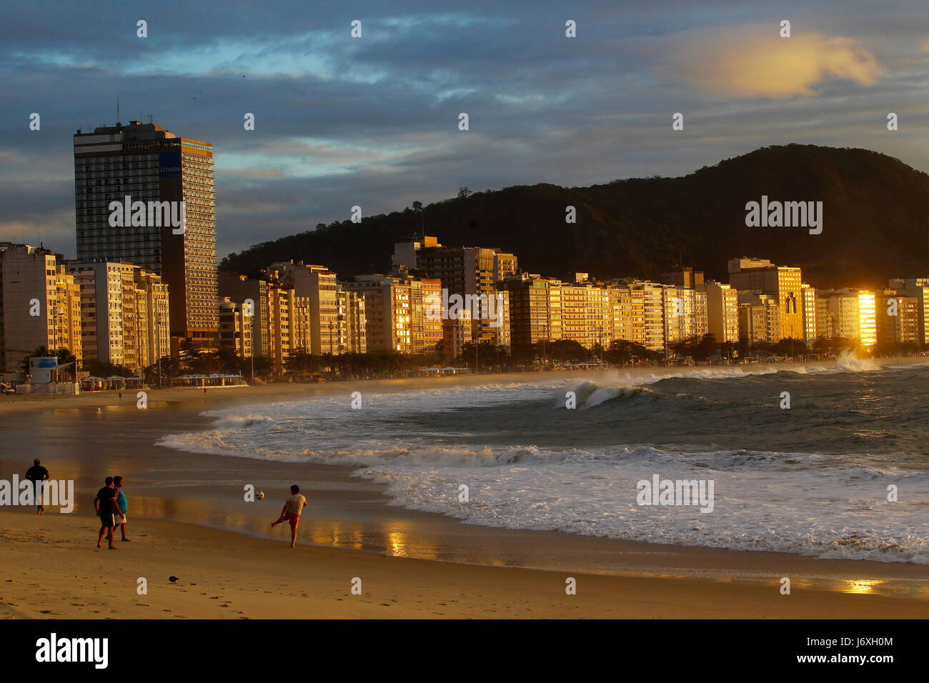 Early morning at Copacabana Beach, Rio de Janeiro, Brazil Stock Photo ...