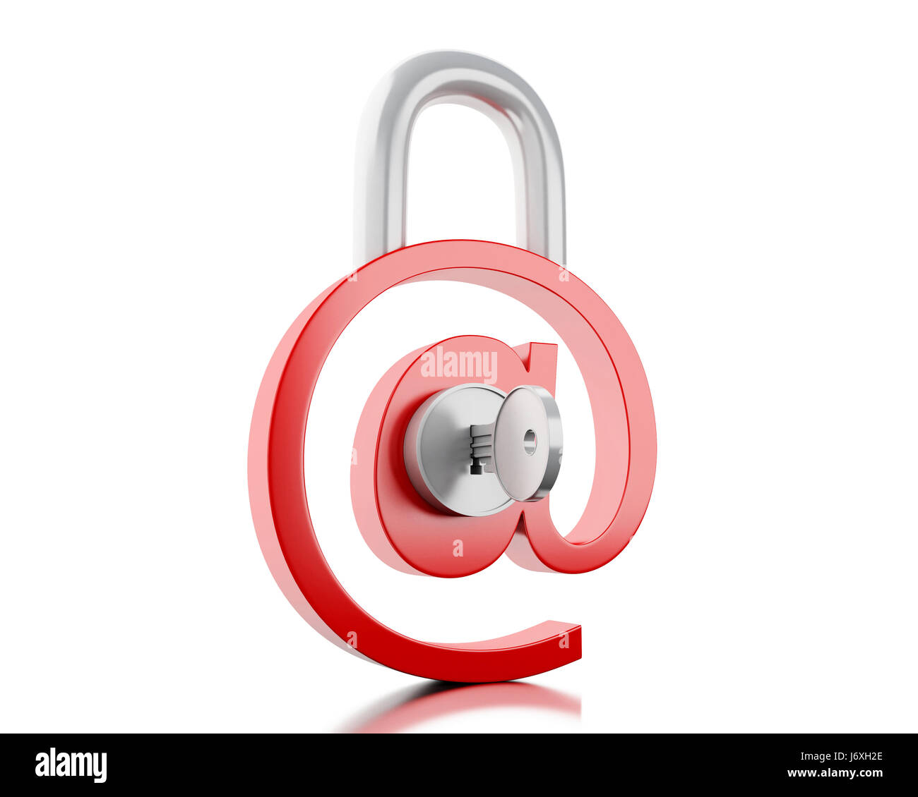 3d illustration. At sign as padlock. E-mail Safety concept. Isolated ...