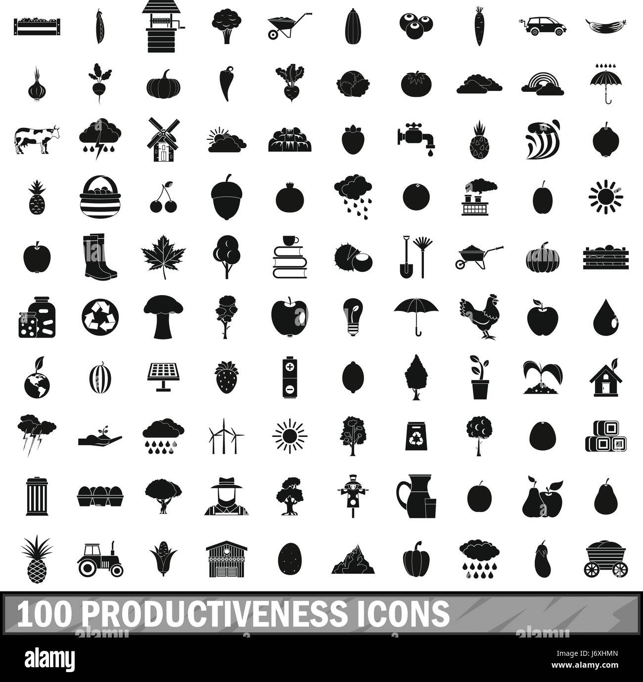 100 productiveness icons set, simple style Stock Vector Image & Art - Alamy
