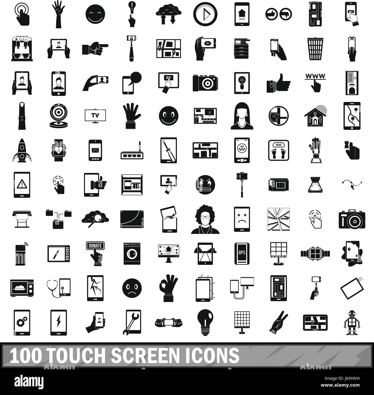 100 touch screen icons set, simple style Stock Vector Image & Art - Alamy
