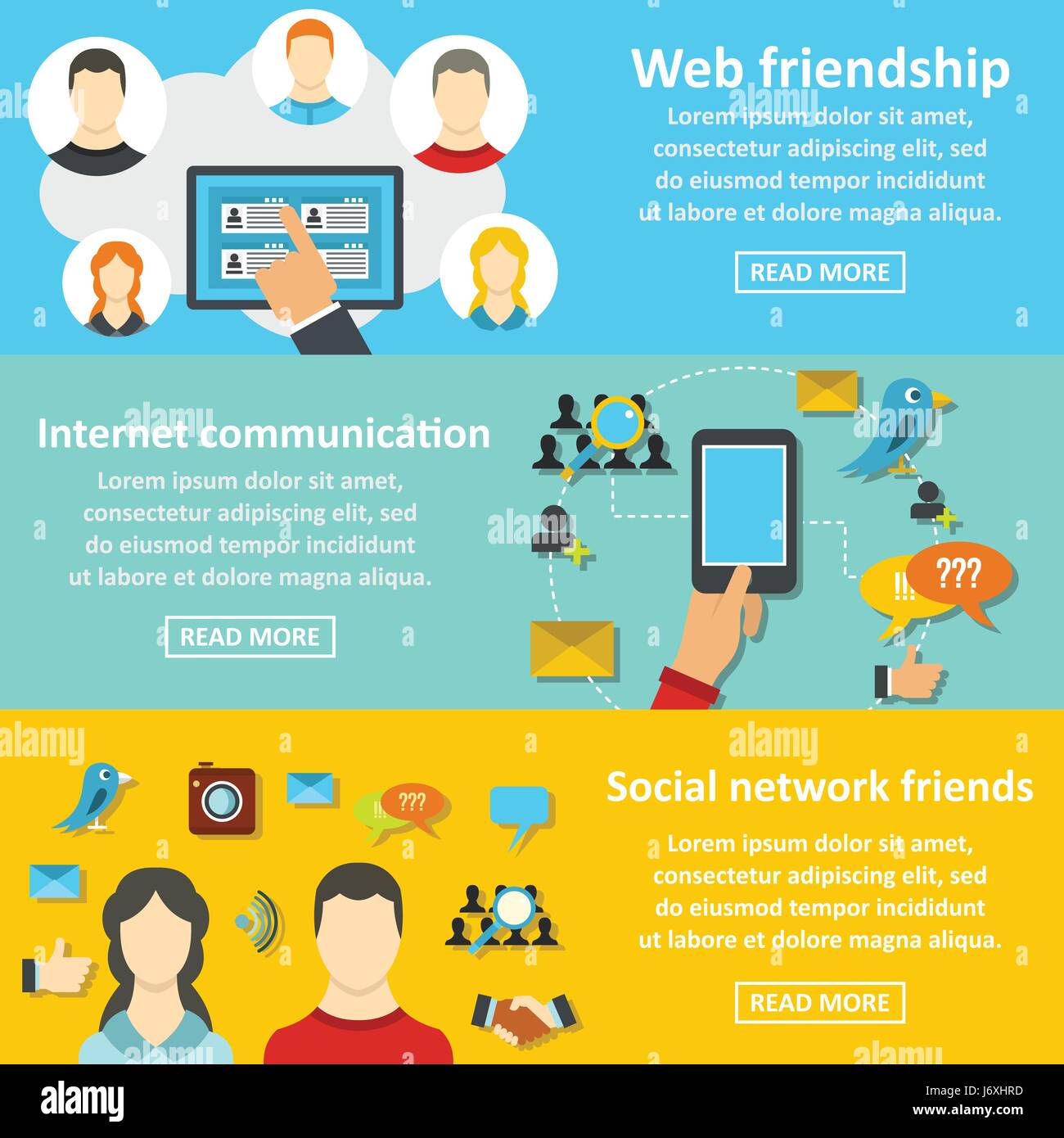 Communication banner horizonatal set, flat style Stock Vector Image ...