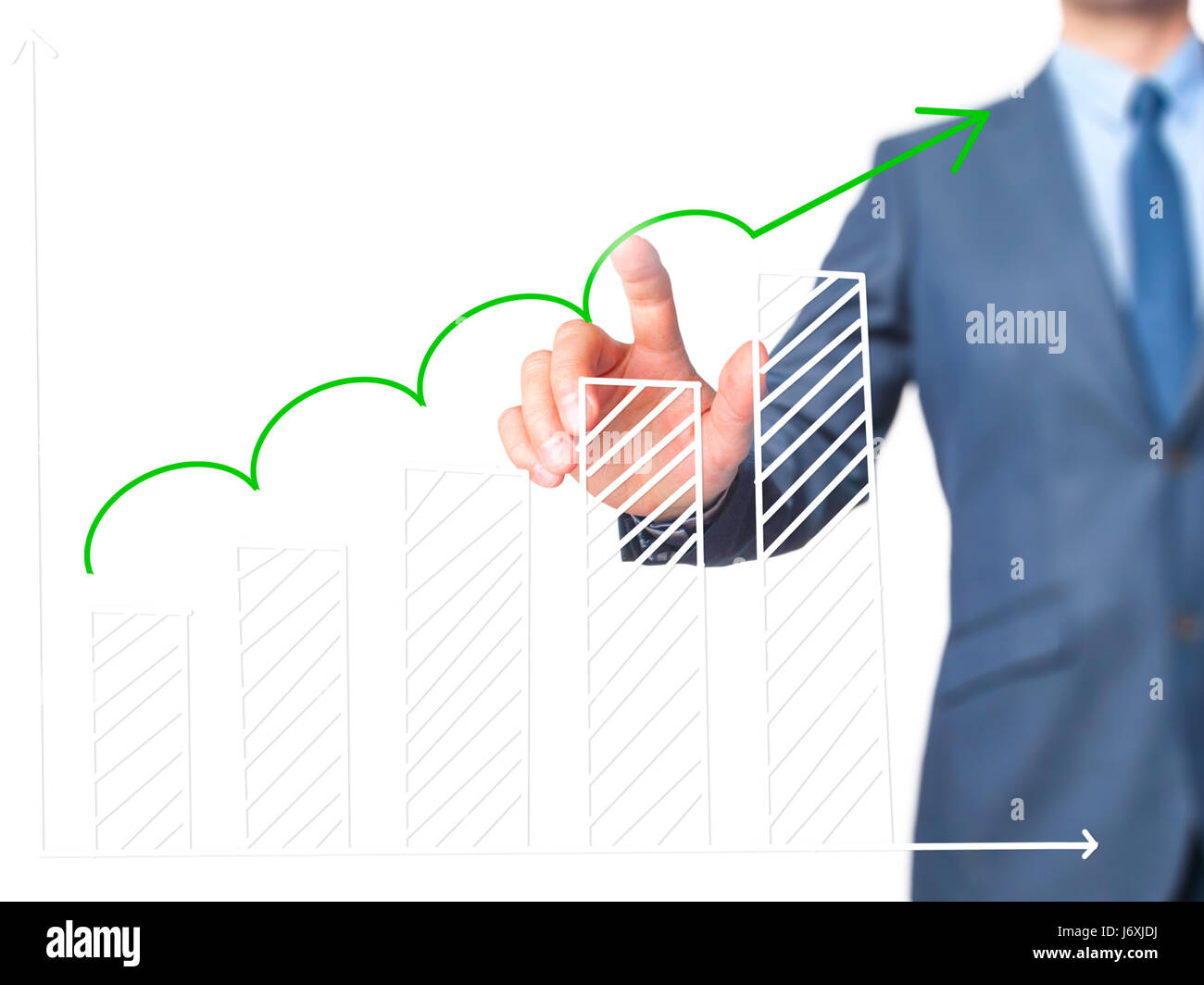 Sales Growth Graph - Businessman hand pressing button on touch screen ...