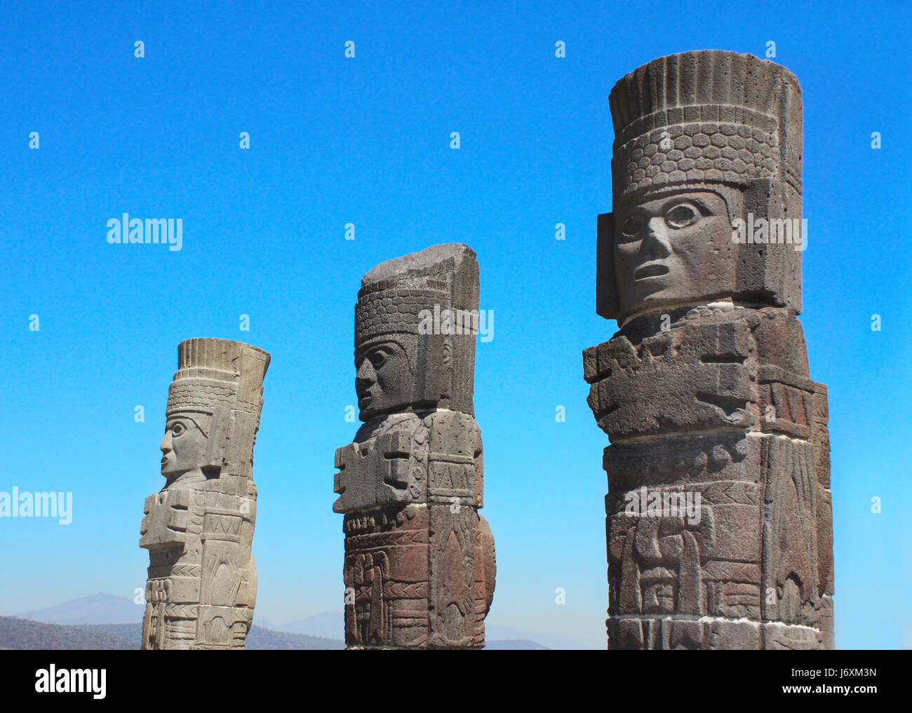 Toltec Atlantes - columns on top Pyramid of Quetzalcoatl, Tula de ...